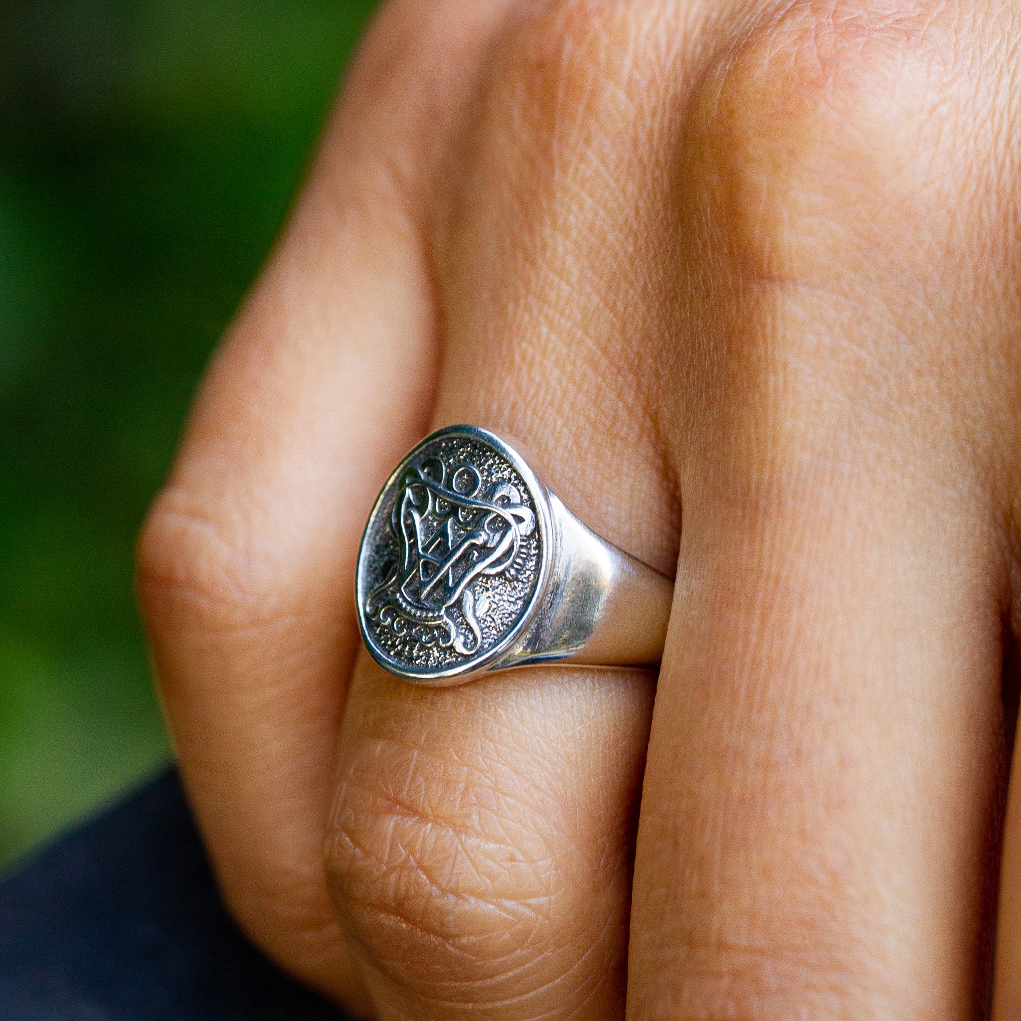 Signet Ring featuring Auspice Maria monogram A and M | Fount of Grace