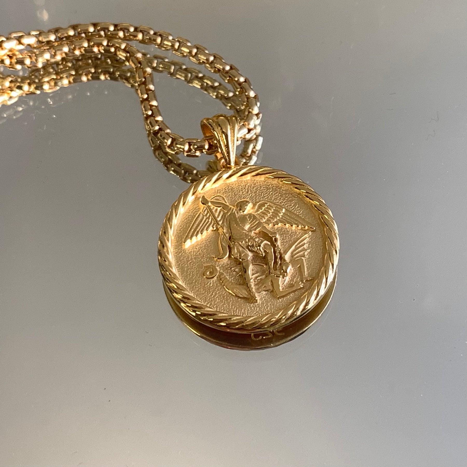 St. Michael Pendant - Rope Border 14k Gold Vermeil | Fount of Grace